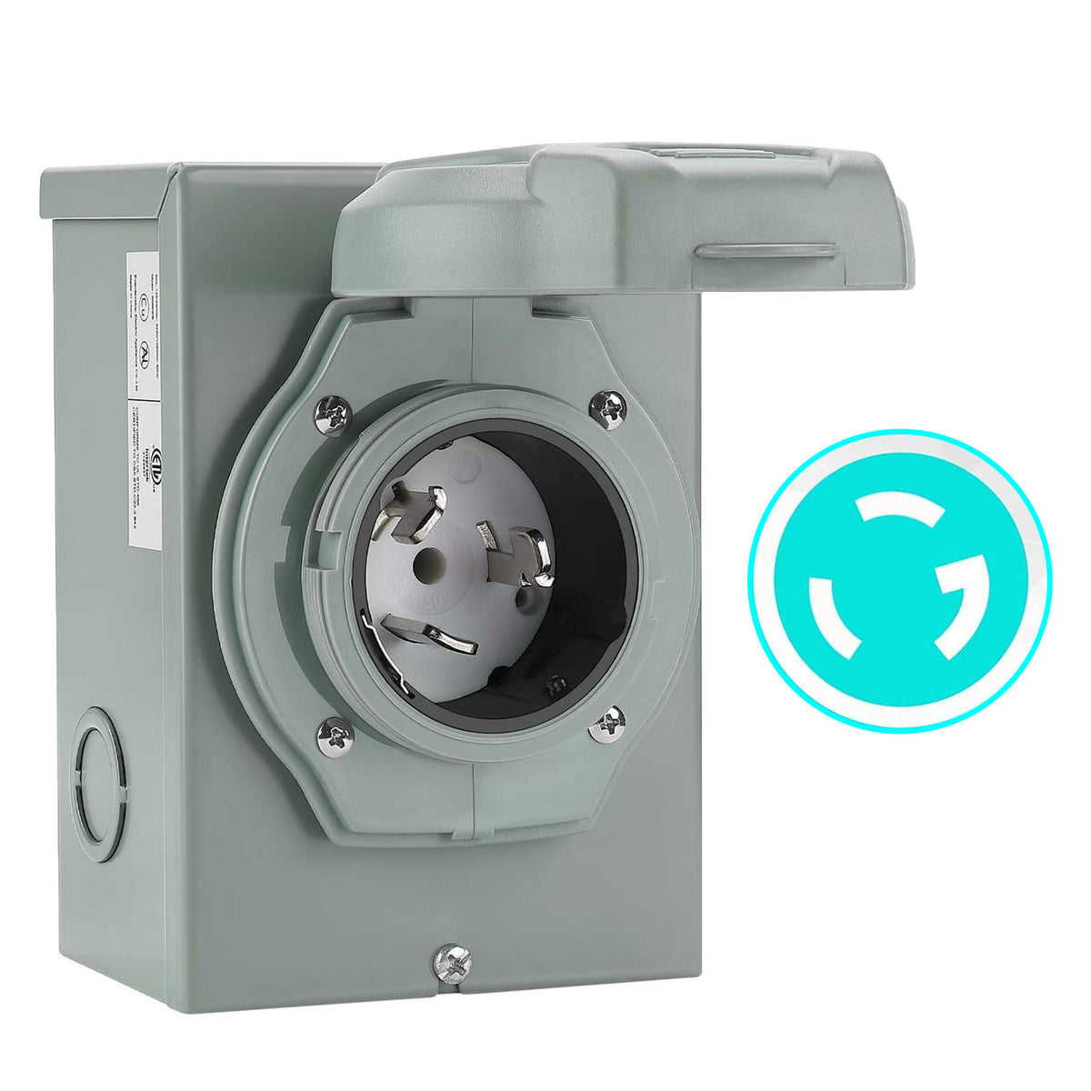 30 Amp NEMA L5-30P Generator Power Inlet Box 125V/250V L5-30P 3 Prong ...